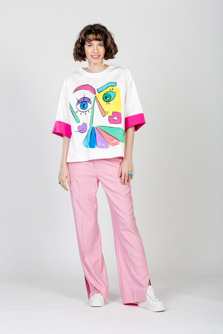 BLUZA ALBĂ PICTATĂ MULTICOLOR "AMARYLIS" ⋆ AnTanTe Design