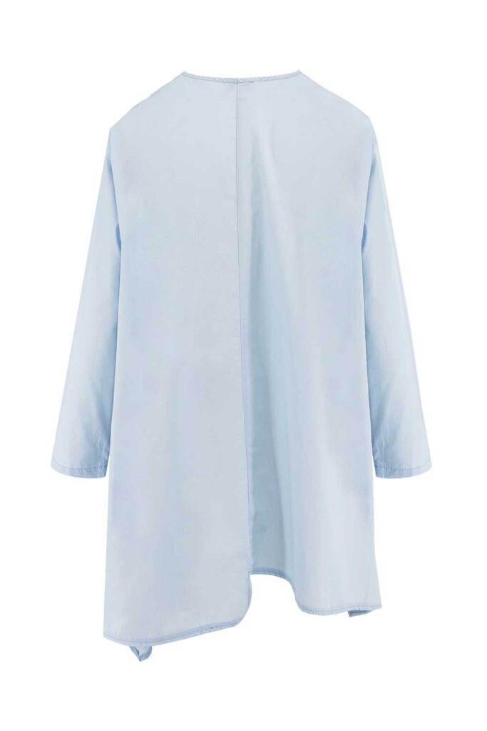 CĂMAȘĂ BLEU ASIMETRICĂ PICTATĂ MANUAL “ASTERIA” ⋆ AnTanTe Design