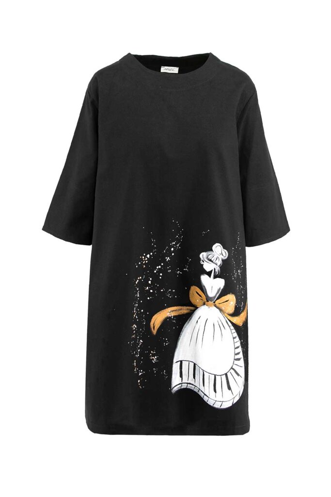 ROCHIE NEAGRĂ LEJERĂ PICTATĂ MANUAL "CIAN" ⋆ AnTanTe Design