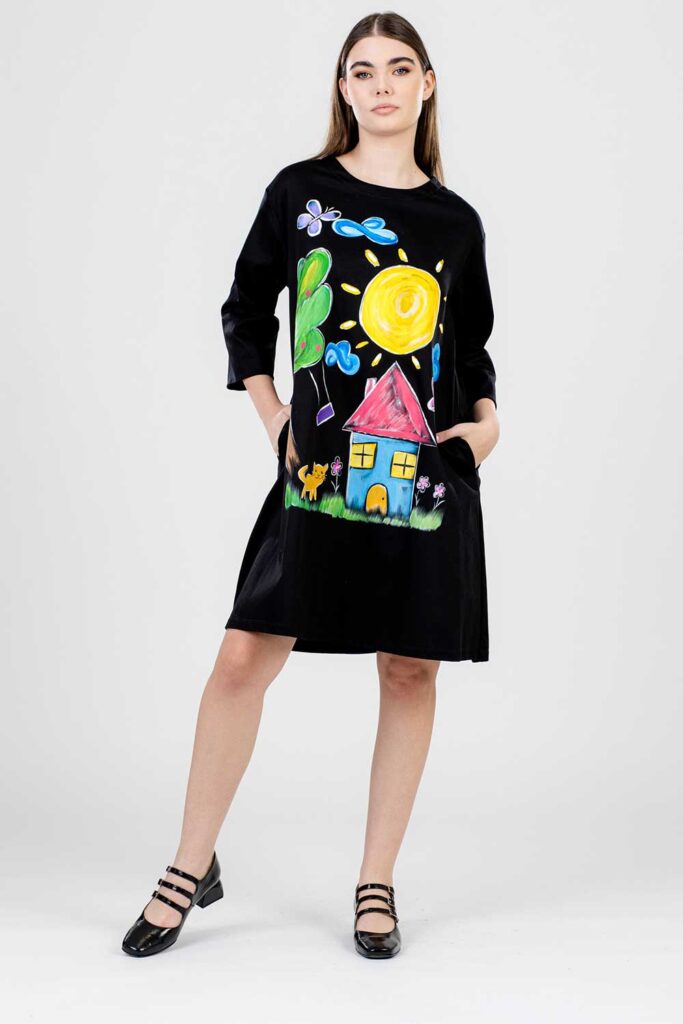 Rochie neagră evazată scurtă „Copilărie” ⋆ AnTanTe Design