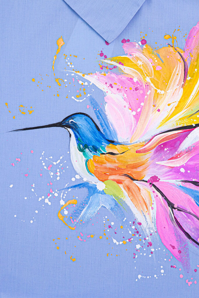 Bluza bleu guler asimetric colibri “Adeje” ⋆ AnTanTe Design